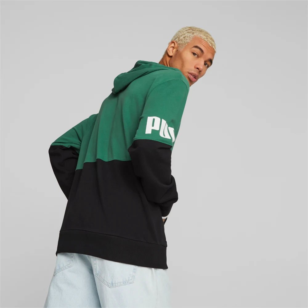 Bluza męska Power Colorblock Hoodie TR Logo Puma - zielona