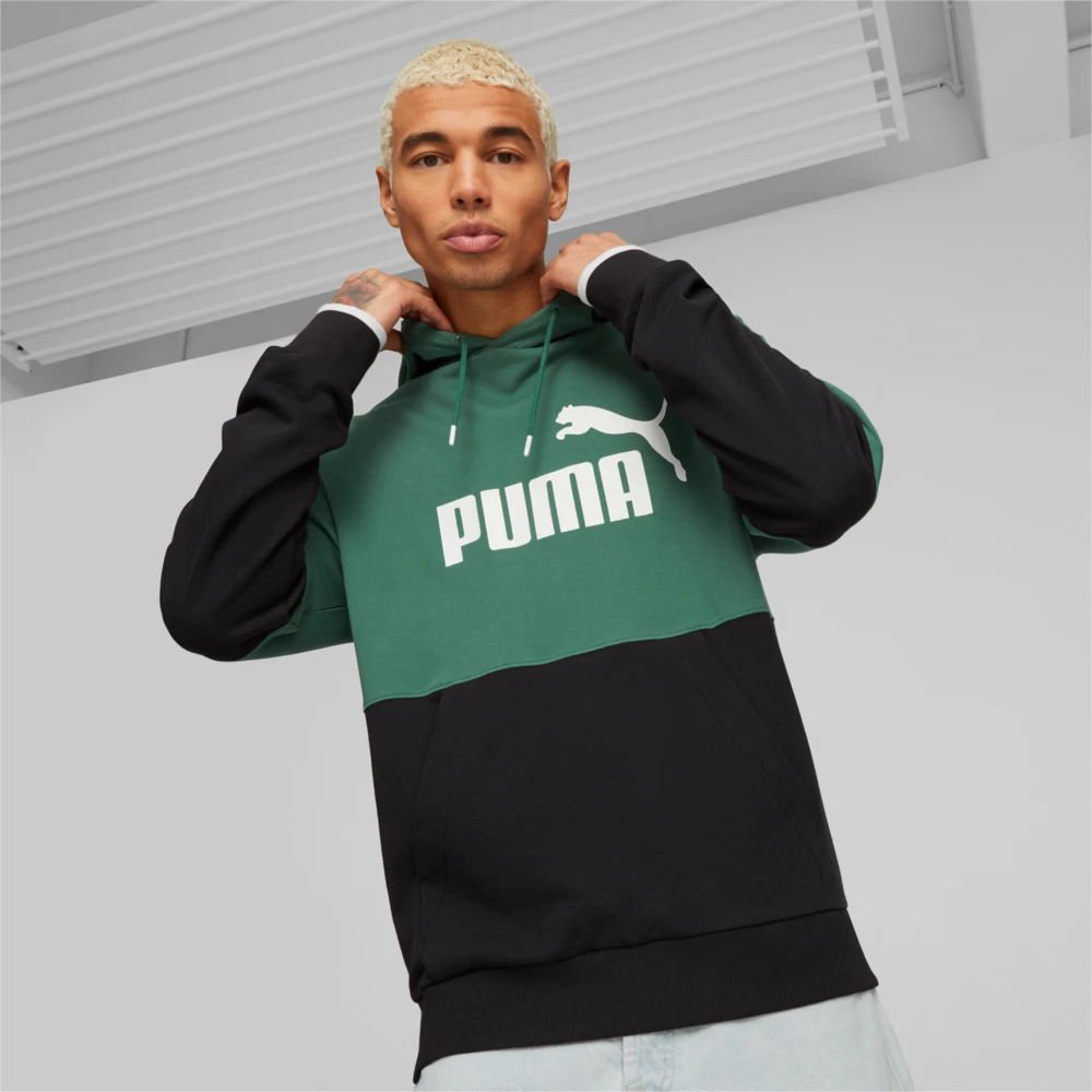 Bluza męska Power Colorblock Hoodie TR Logo Puma - zielona