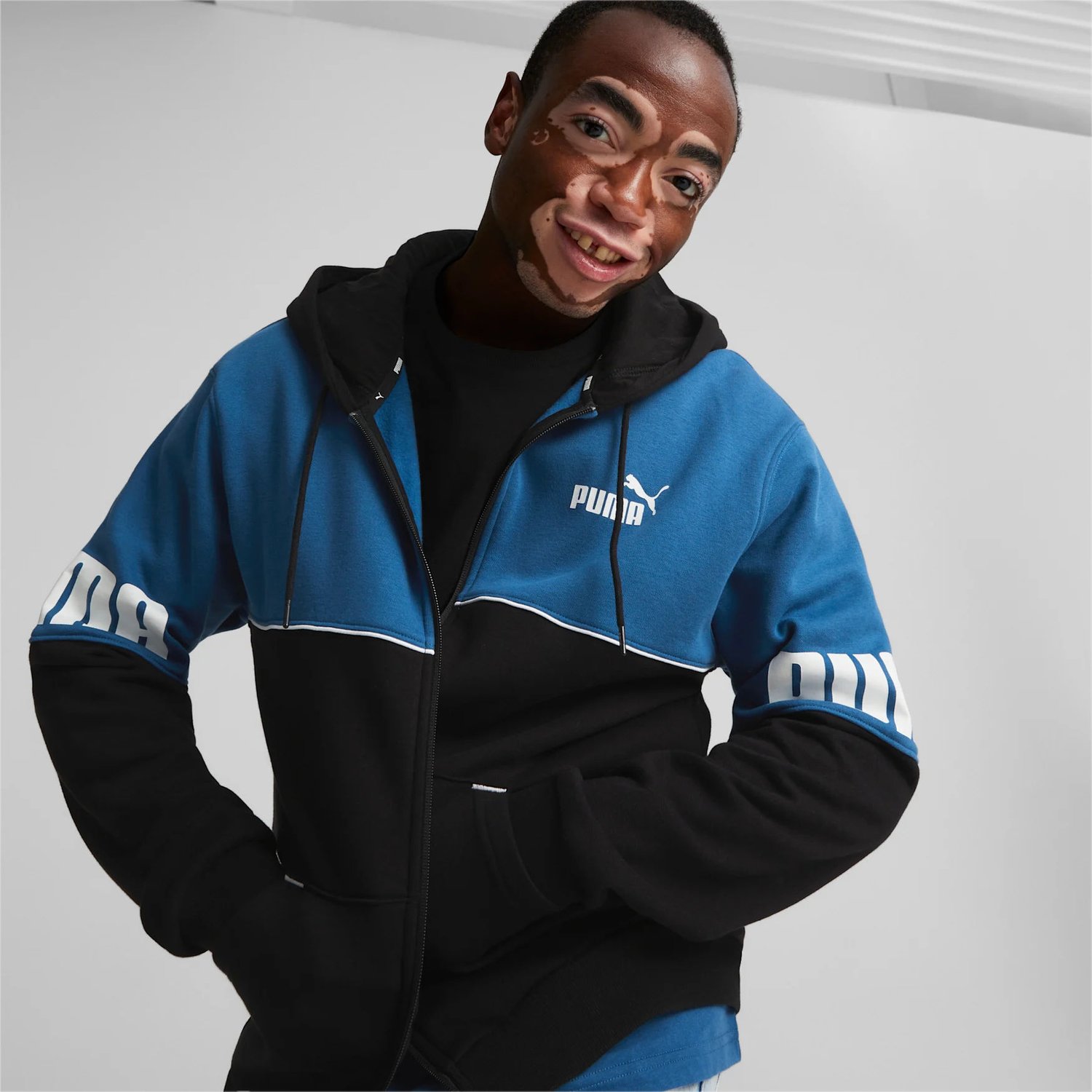 Bluza męska Power Colorblock Full-Zip Fl Puma - black/blue