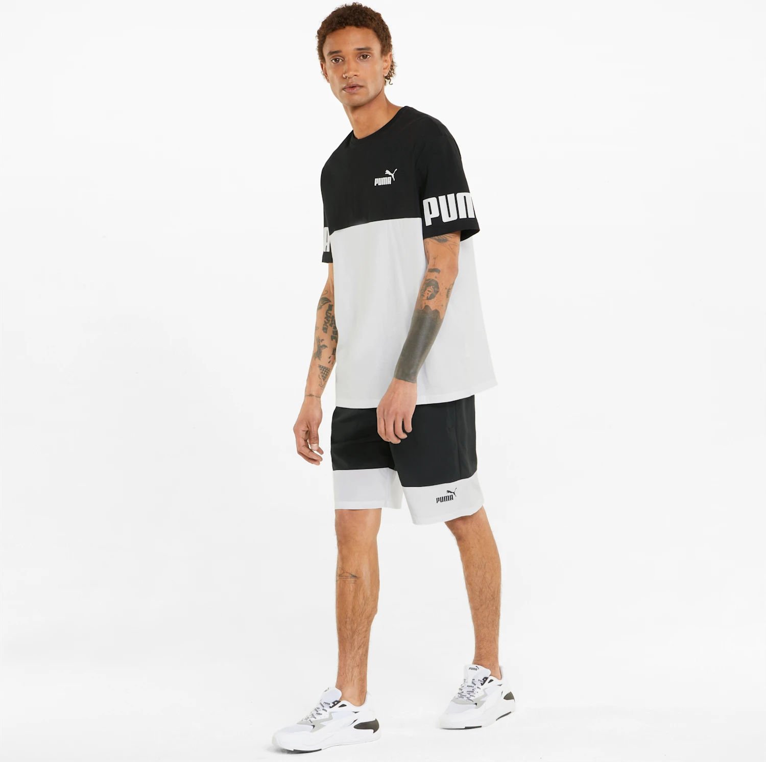 Koszulka męska Power Colorblock Tee II Puma - czarna/biała