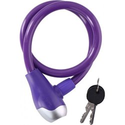 Zapięcie rowerowe spiralne na klucz 1,2x65cm Dunlop - fioletowy